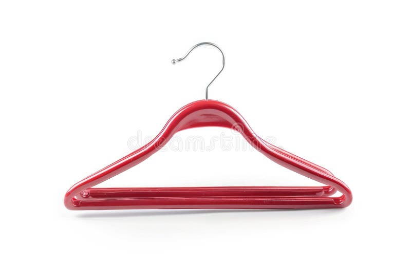A Single Red Plastic Hanger on a White Background Stock Image - Image ...