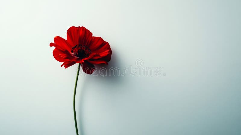Single Red Poppy Flower on White Background Stock Illustration ...