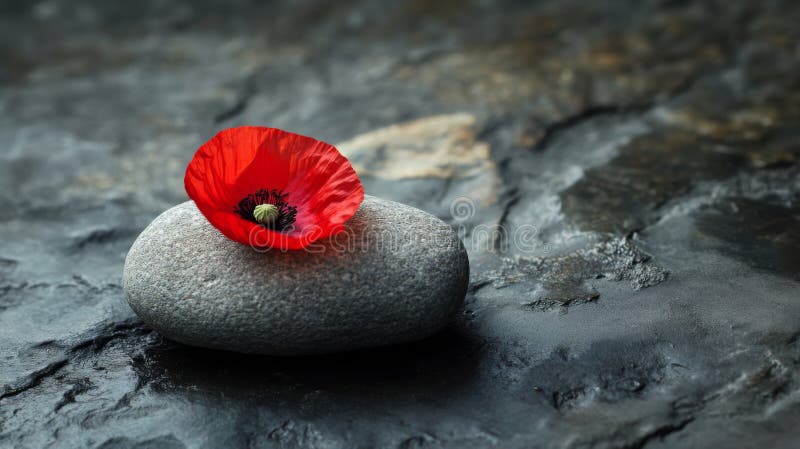 A Single Red Poppy on a Simple Stock Illustration - Illustration of ...
