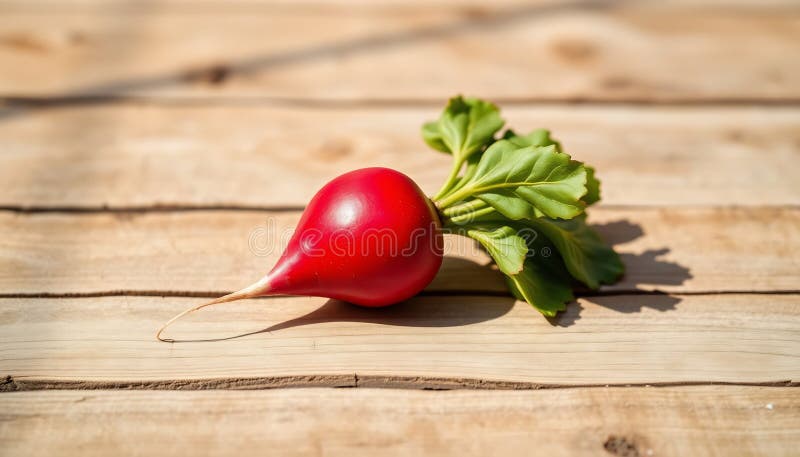 Single Red Radish on Wood stock illustration. Illustration of wood ...