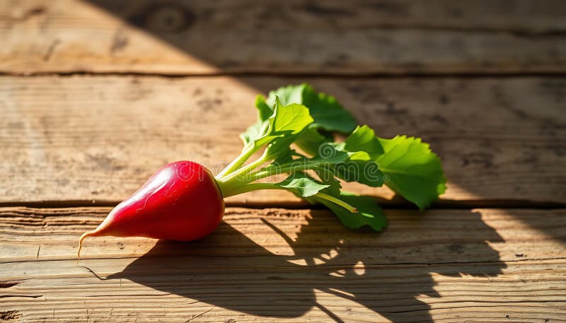 Single Red Radish on Wood stock illustration. Illustration of foodie ...