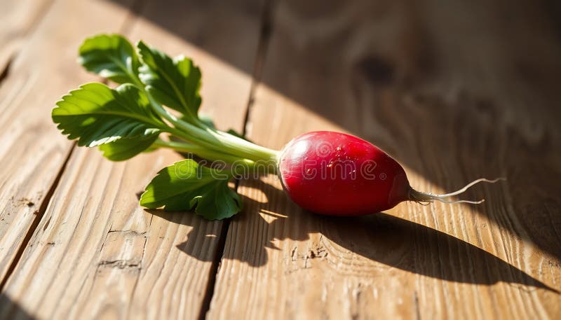 Single Red Radish on Wood stock illustration. Illustration of ...
