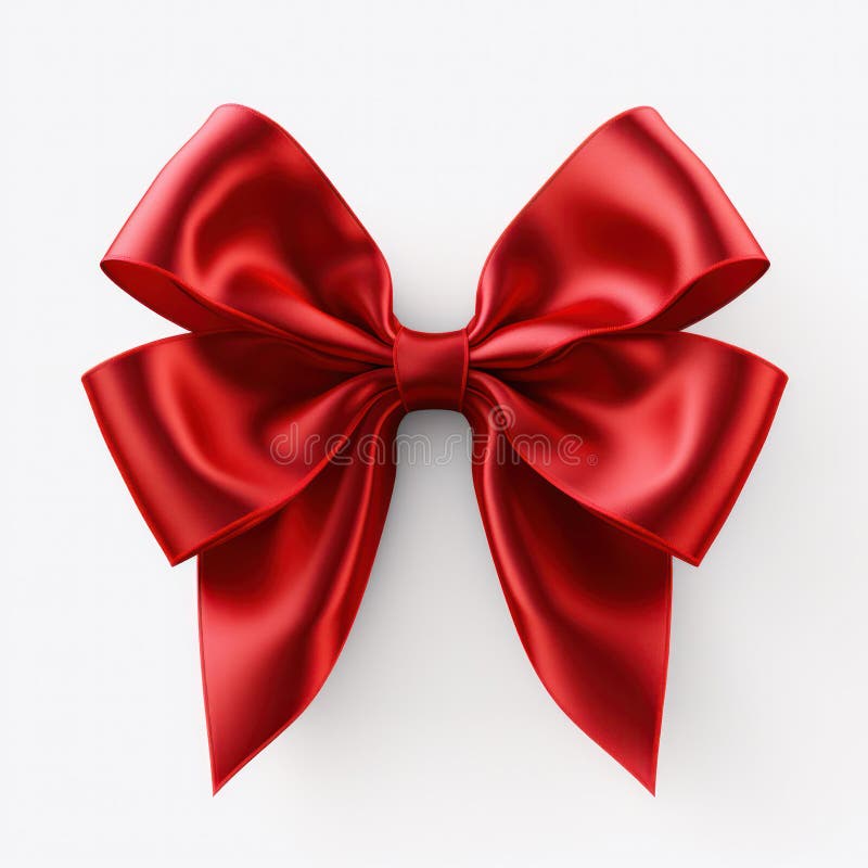 Single Red Ribbon Bow on Clean White Background Stock Illustration ...