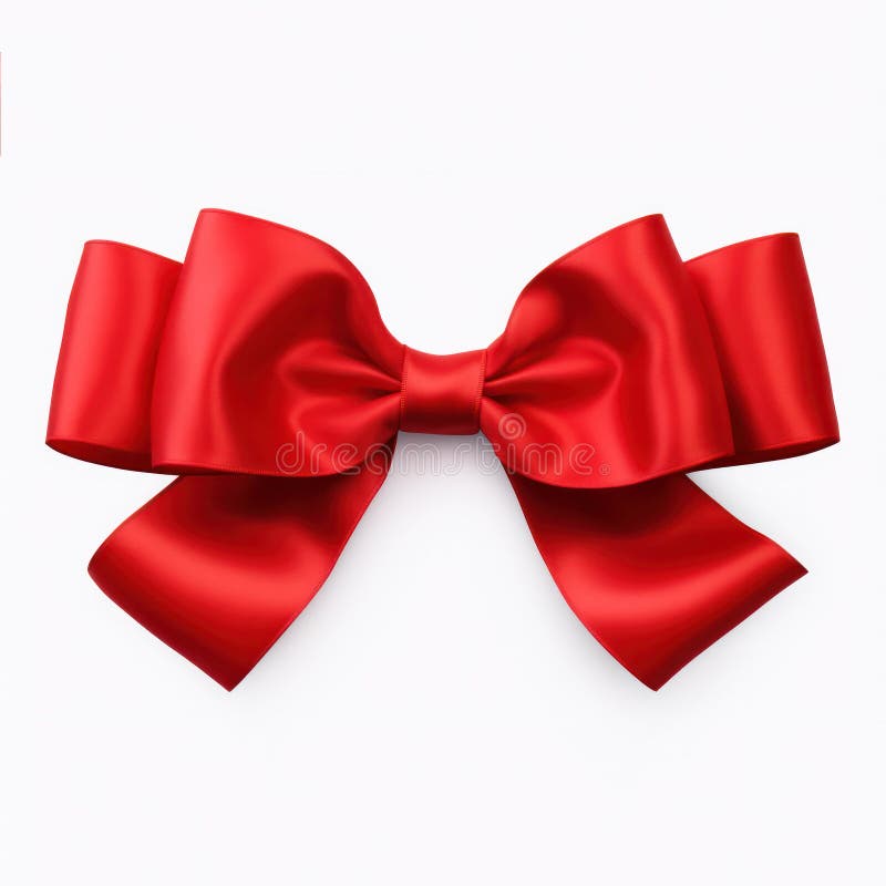 Single Red Ribbon Bow on Clean White Background Stock Illustration ...
