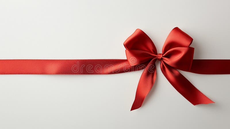 A Single Red Ribbon Bow Placed Elegantly on a White Surface Stock ...