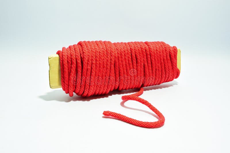 Single Red Rope Thread Roll. Stock Image - Image of closeup, colorful ...
