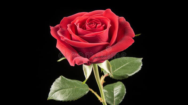 Single Red Rose on Black Background Stock Illustration - Illustration ...