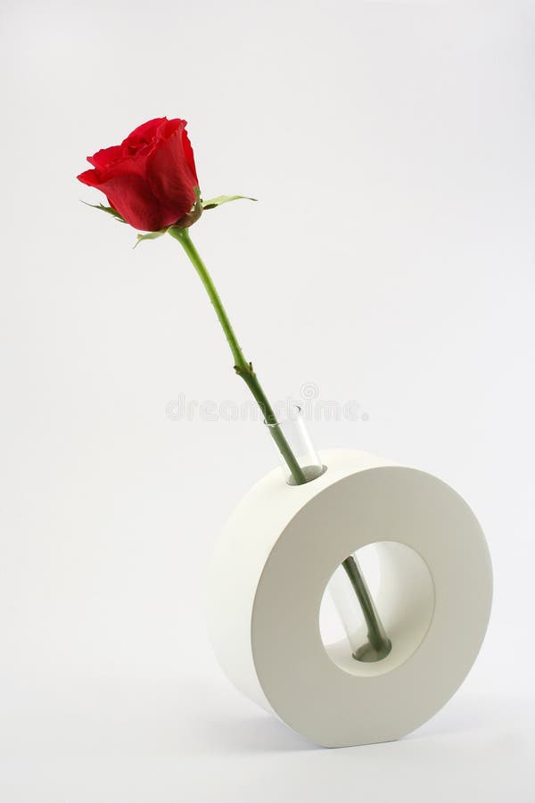 Single Red Rose in Ceramic Vase Stock Image - Image of beautiful, text ...