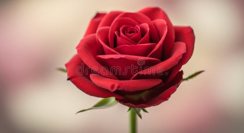 Single Red Rose Closeup stock illustration. Illustration of floral ...