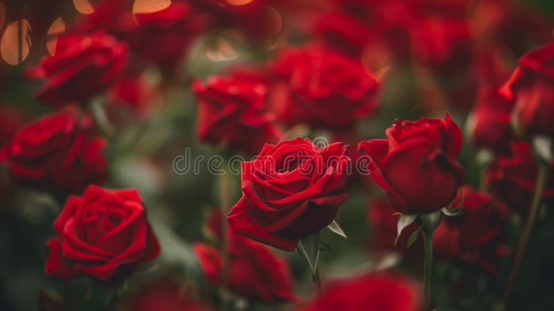 A Single Red Rose in a Field of Roses Stock Illustration - Illustration ...