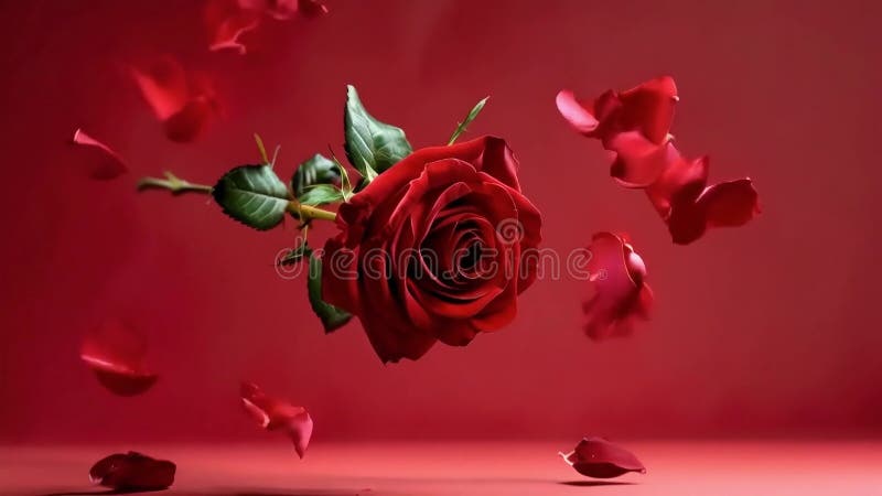 A Single Red Rose in Flight Stock Footage - Video of bloom, life: 333812244