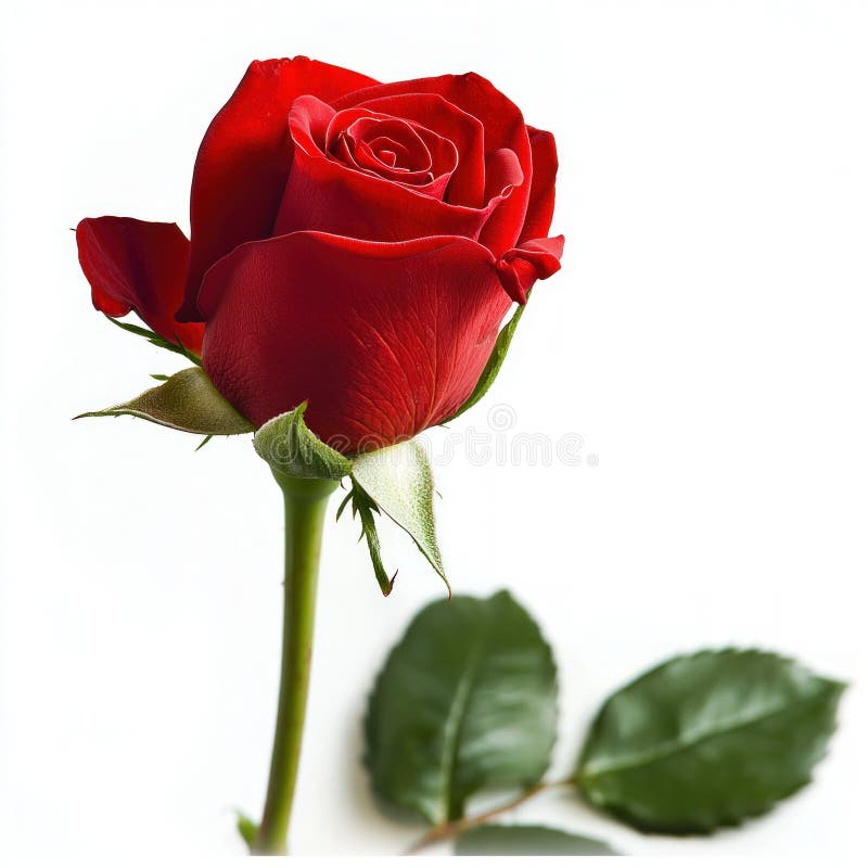 Single red rose isolated stock image. Image of nature - 370640081