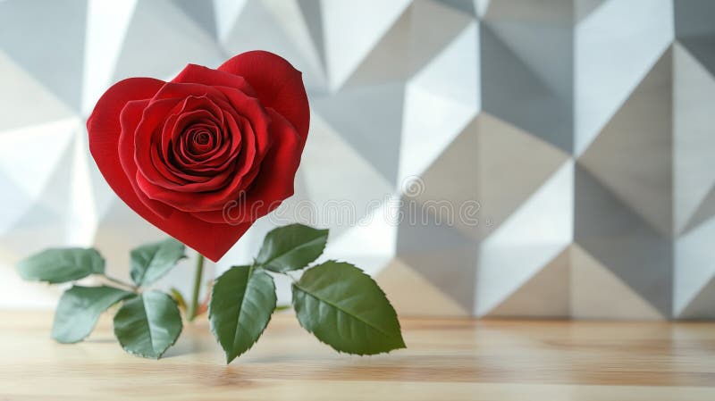 A Single Red Rose Shaped Like a Heart Stock Illustration - Illustration ...