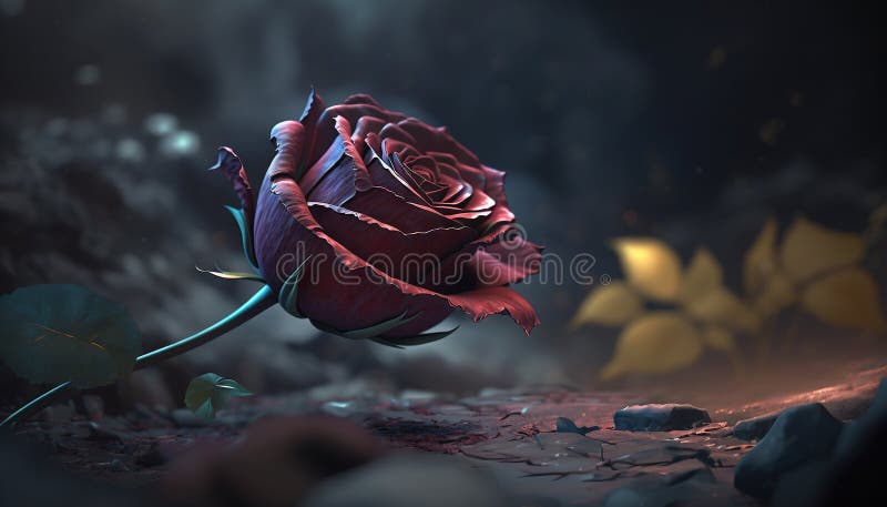 A Single Red Rose Sitting Next To a Candle on a Table Stock Photo ...