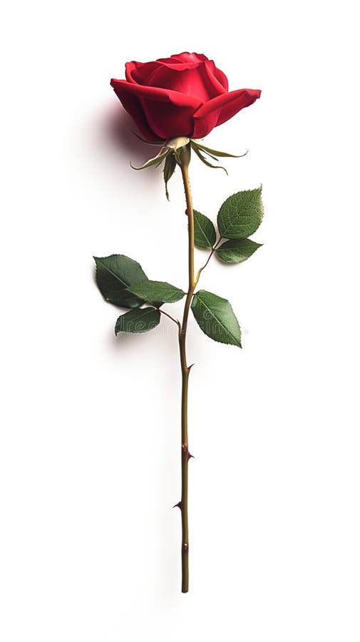 Single Red Rose on a Stem with Leaves, Black Rose Concept Art ...