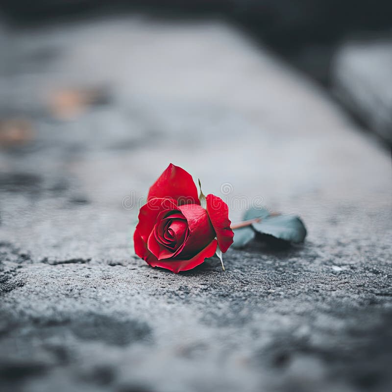 Single Red Rose on Stone stock photo. Image of love - 351468674