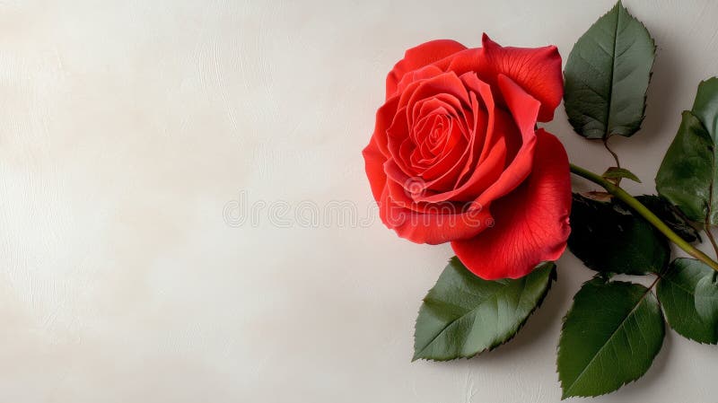 Single Red Rose for Valentine Stock Illustration - Illustration of ...