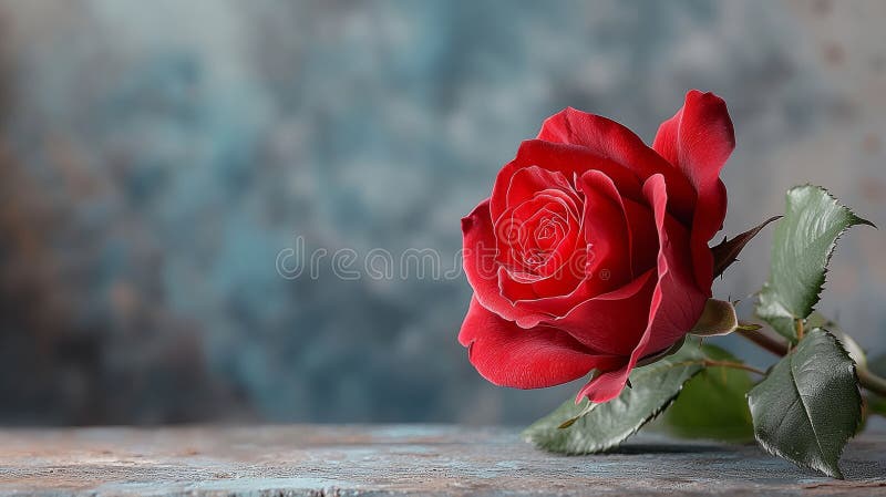 Single Red Rose for Valentine Stock Illustration - Illustration of ...