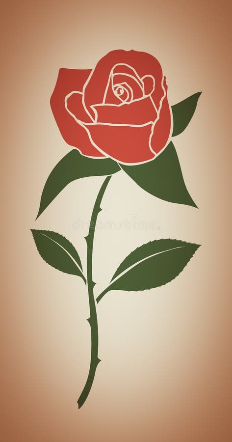 Detailed Single Red Rose Illustration Stock Vector - Illustration of ...