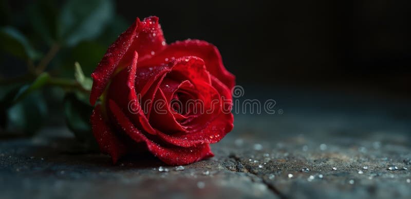 A Single Red Rose with Water Droplets on it Stock Image - Image of ...