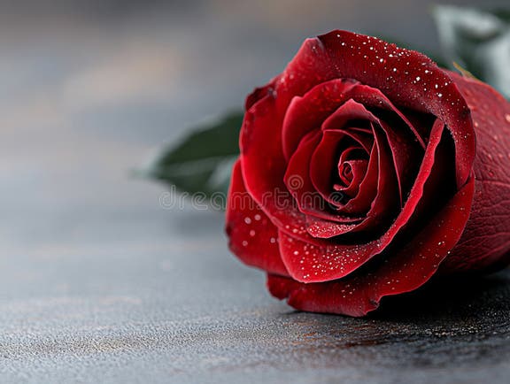 A Single Red Rose with Water Droplets on it Stock Photo - Image of ...