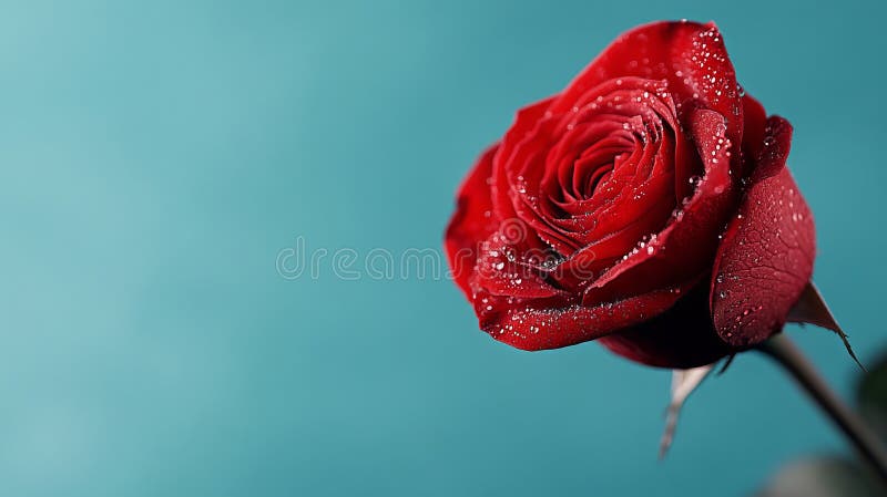 A Red Rose with Water Droplets on it Stock Photo - Image of small ...