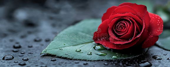 A Single Red Rose with Water Droplets on it Stock Image - Image of ...