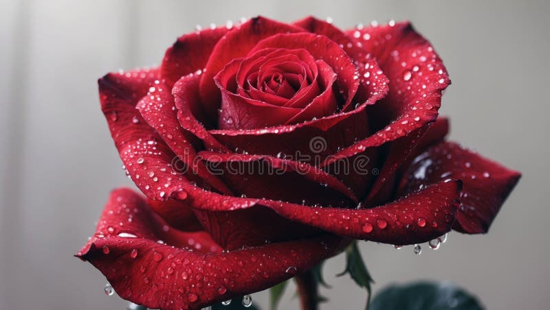 A Single Red Rose with Water Droplets on Its Petals Stock Image - Image ...