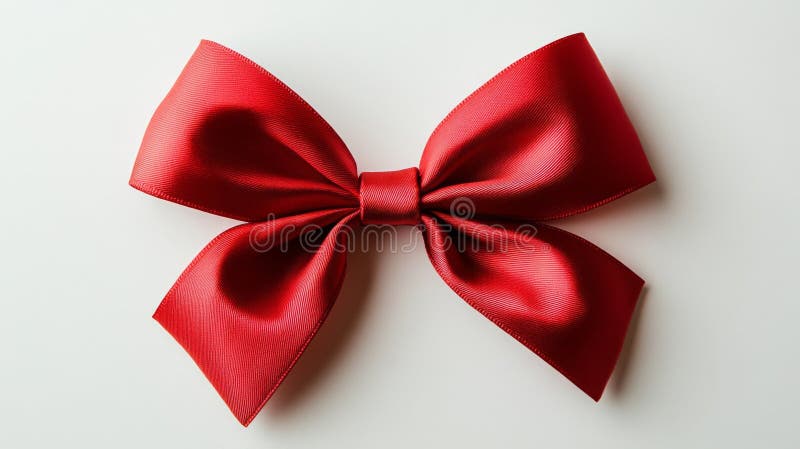 A Single Red Satin Bow Isolated on White Background Stock Illustration ...