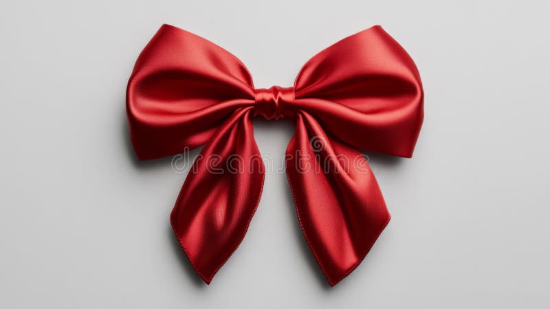 A Single Red Satin Ribbon Bow on White Stock Illustration ...