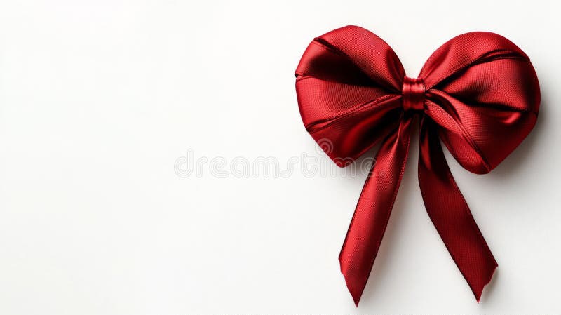 A Single Red Satin Ribbon Bow on White Stock Illustration ...