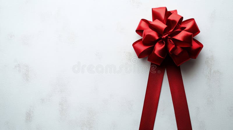 A Single Red Satin Ribbon Bow on White Stock Illustration ...