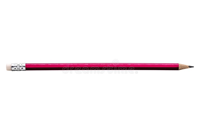 Single Red Sharp Pencil with Eraser Stock Image - Image of supply, draw ...