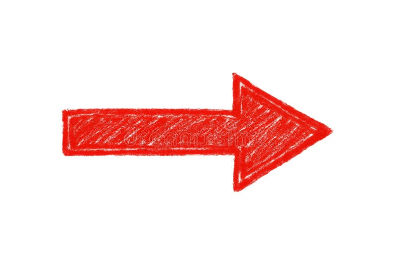 Red Arrow Illustration Pointing Right, Hand Drawn Style, Direction Sign ...