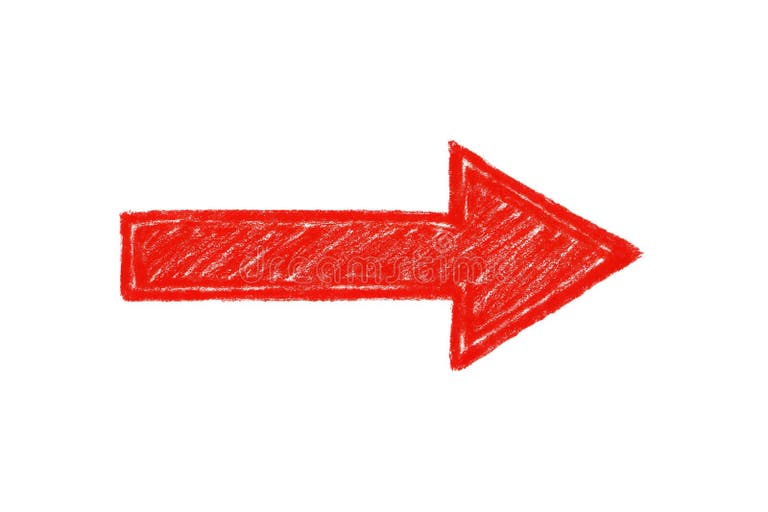 Red Arrow Illustration Pointing Right, Hand Drawn Style, Direction Sign ...