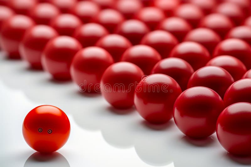 Single Red Sphere Stands Out from Crowd. Stock Image - Image of ...