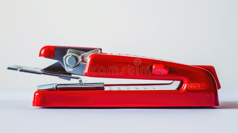 A Single Red Stapler Placed on Top of a Table, Ready for Use Stock ...