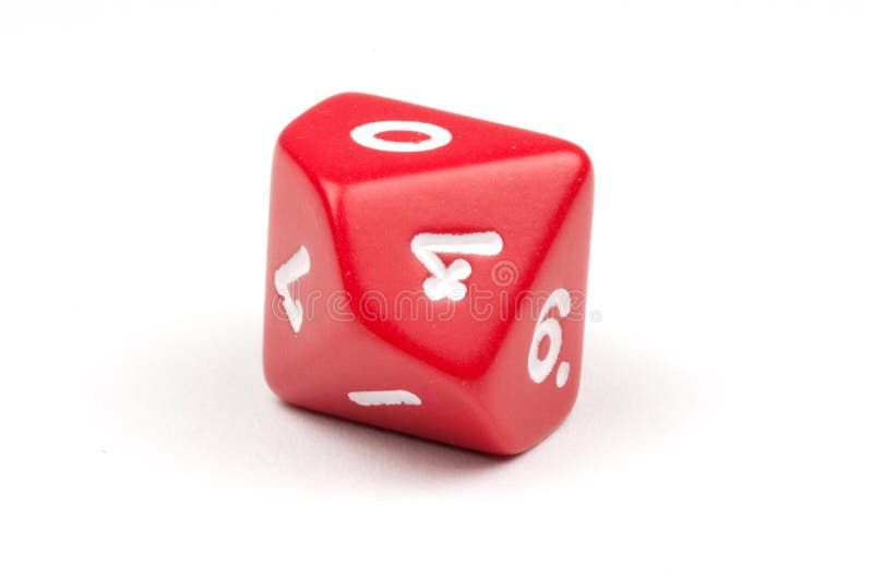 A single red ten-sided die stock image. Image of dragons - 38242651