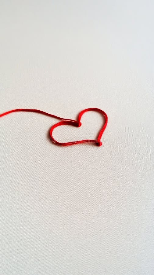 Single Red Thread Shaped into a Heart on a Neutral Background ...
