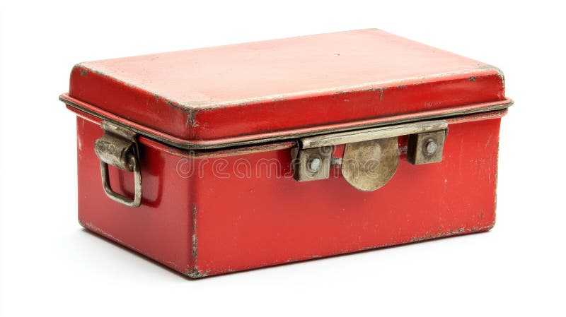 A Single Red Toolbox with Tools, Isolated on a White Backdrop. Stock ...