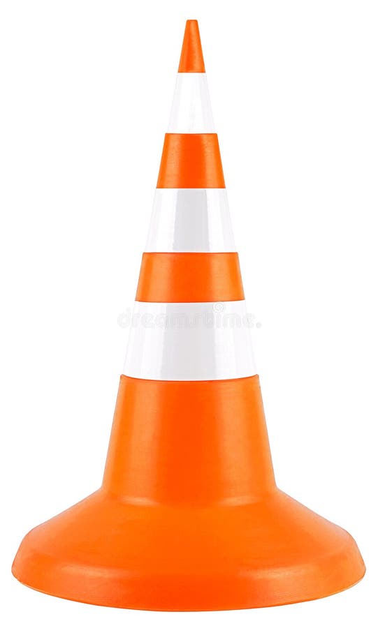 Single Red Traffic Road Cone Isolated on White Background. Traffic Cone ...