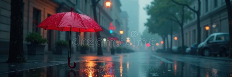 A Single Red Umbrella Stands Alone in the Rain , Texture, Red Stock ...