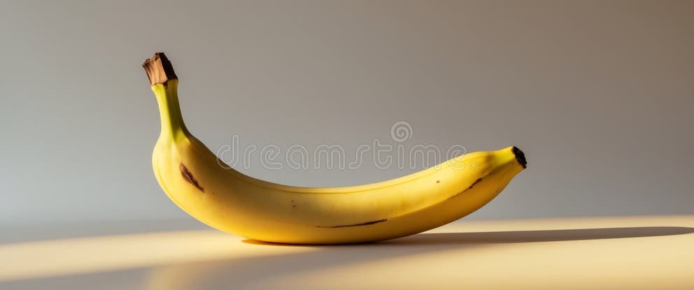 Single Ripe Banana in Dramatic Lighting Casting Shadow on a Surface ...
