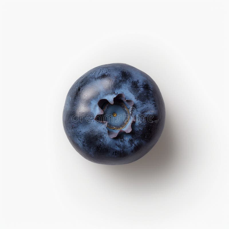 Single Ripe Dark Blue Blueberry on a Plain White Background with Macro ...