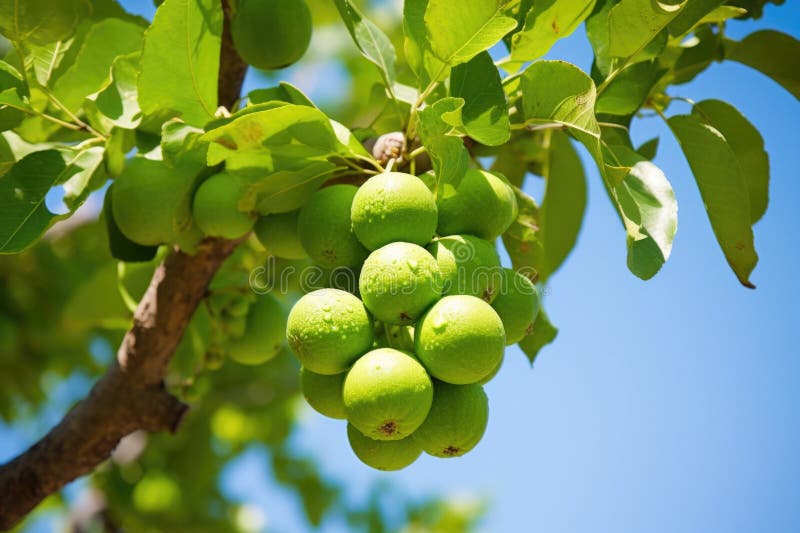 Single Ripe Fruit in a Tree Full of Unripe Fruits Stock Image - Image ...