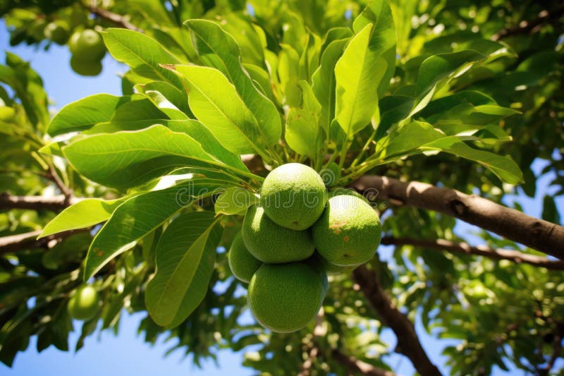 Single Ripe Fruit in a Tree Full of Unripe Fruits Stock Photo - Image ...