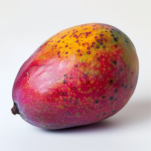 Ripe Red Mango with Yellow Spots on White Background Stock Photo ...