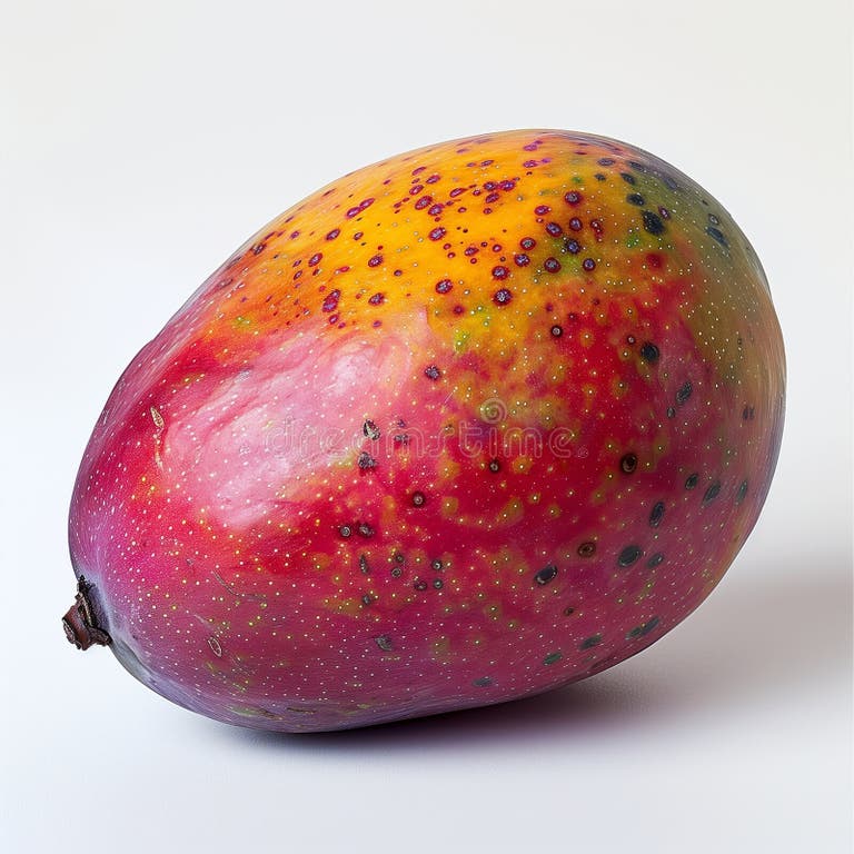 Ripe Red Mango with Yellow Spots on White Background Stock Photo ...