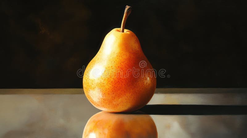 A Single Ripe Pear with a Reflection on a Smooth Surface Stock Image ...