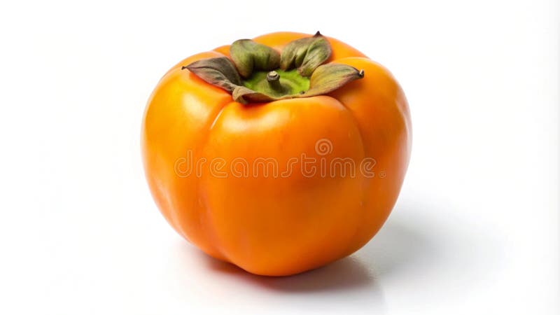 A Single Ripe Persimmon Fruit Isolated on a White Background Stock ...
